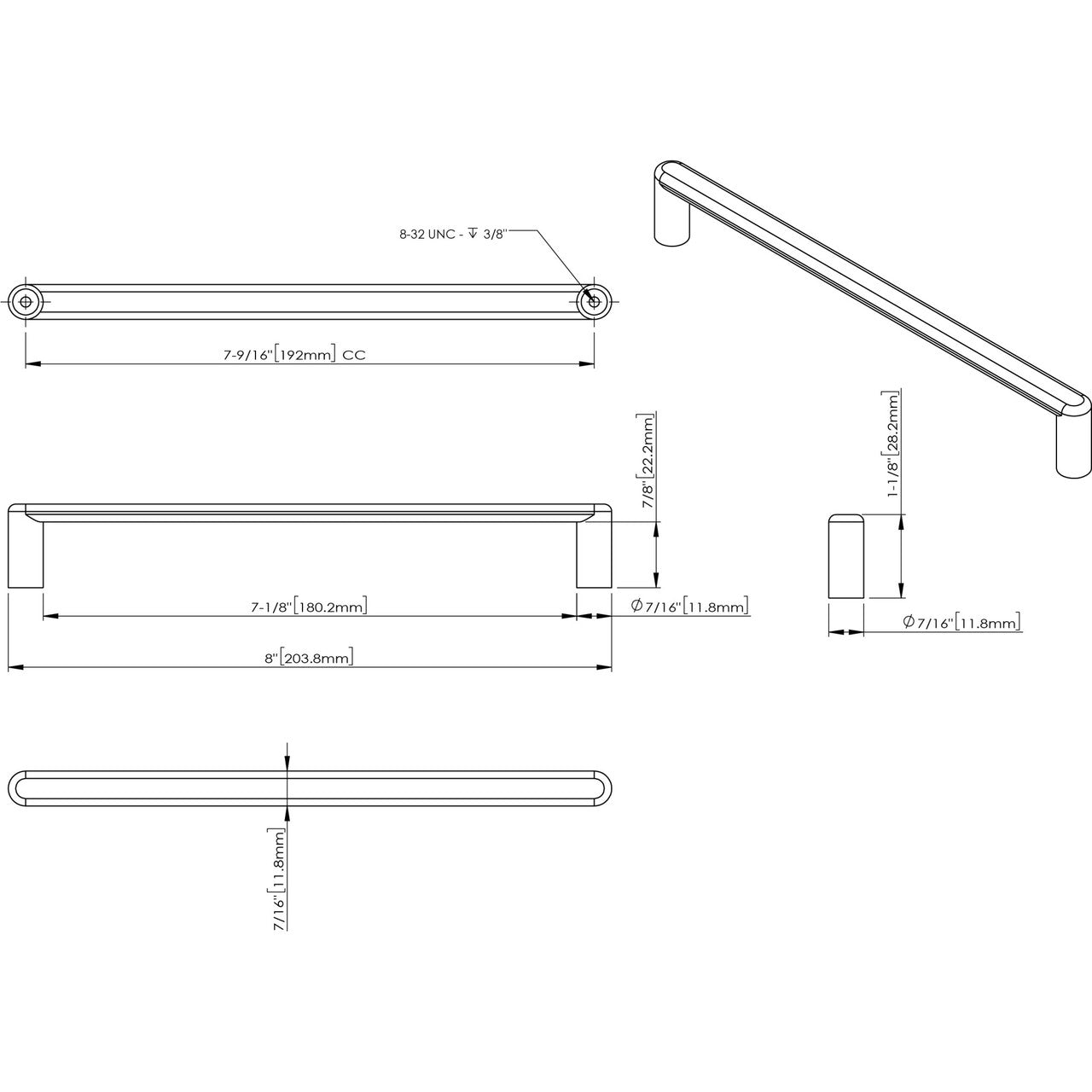 Elements 105-192MB: 192mm cc Gibson Cabinet Pull - Matte Black – KnobDeco