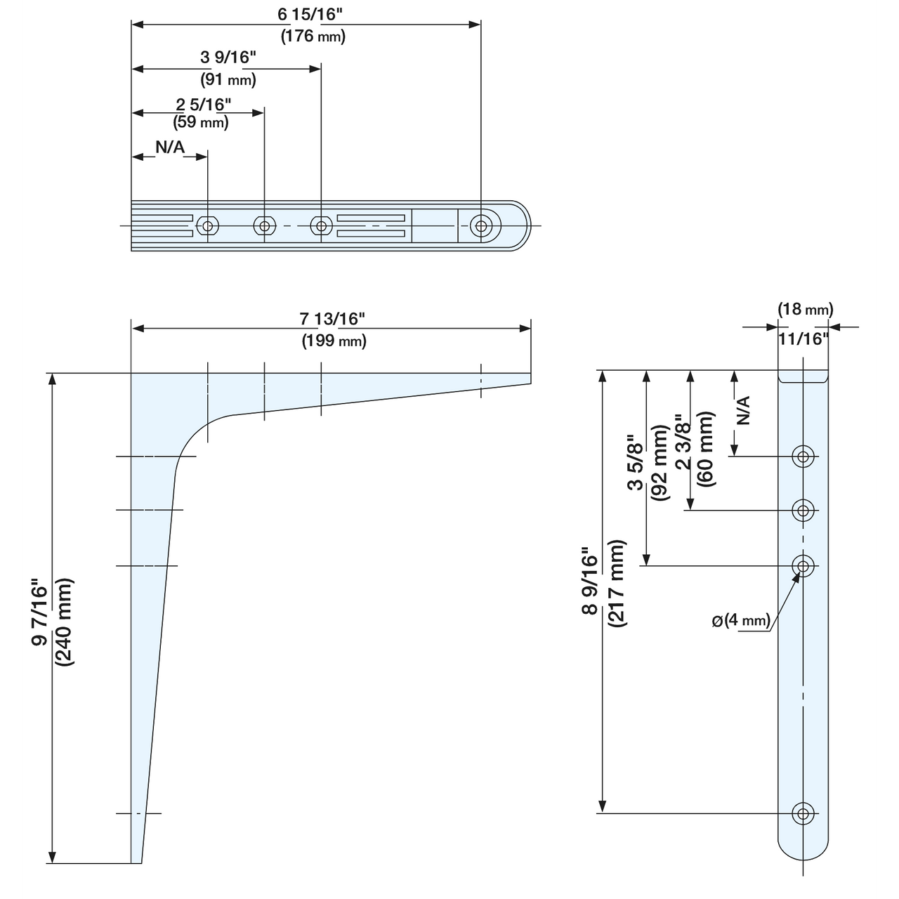Sugatsune BT-240: 240mm Shelf Bracket - Satin Stainless Steel – KnobDeco